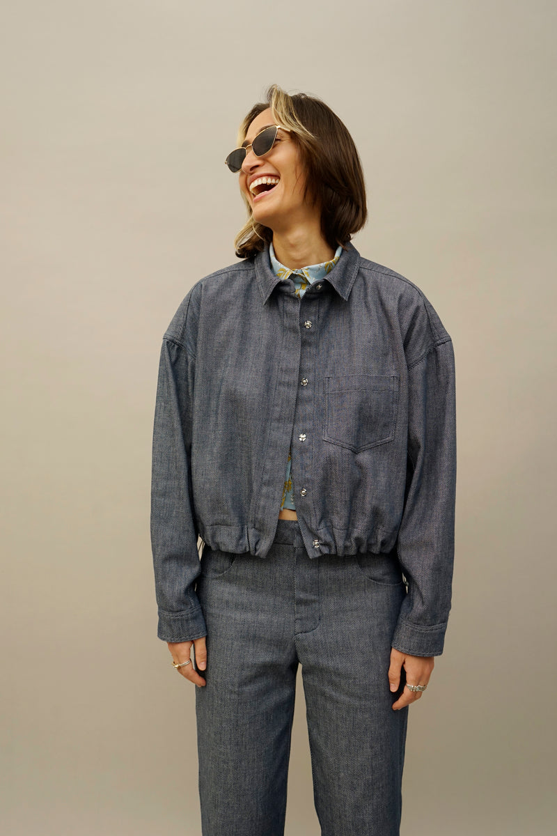 Clam Organic Cotton Denim Shirt/Jacket with Front Chest Pocket – NINObrand